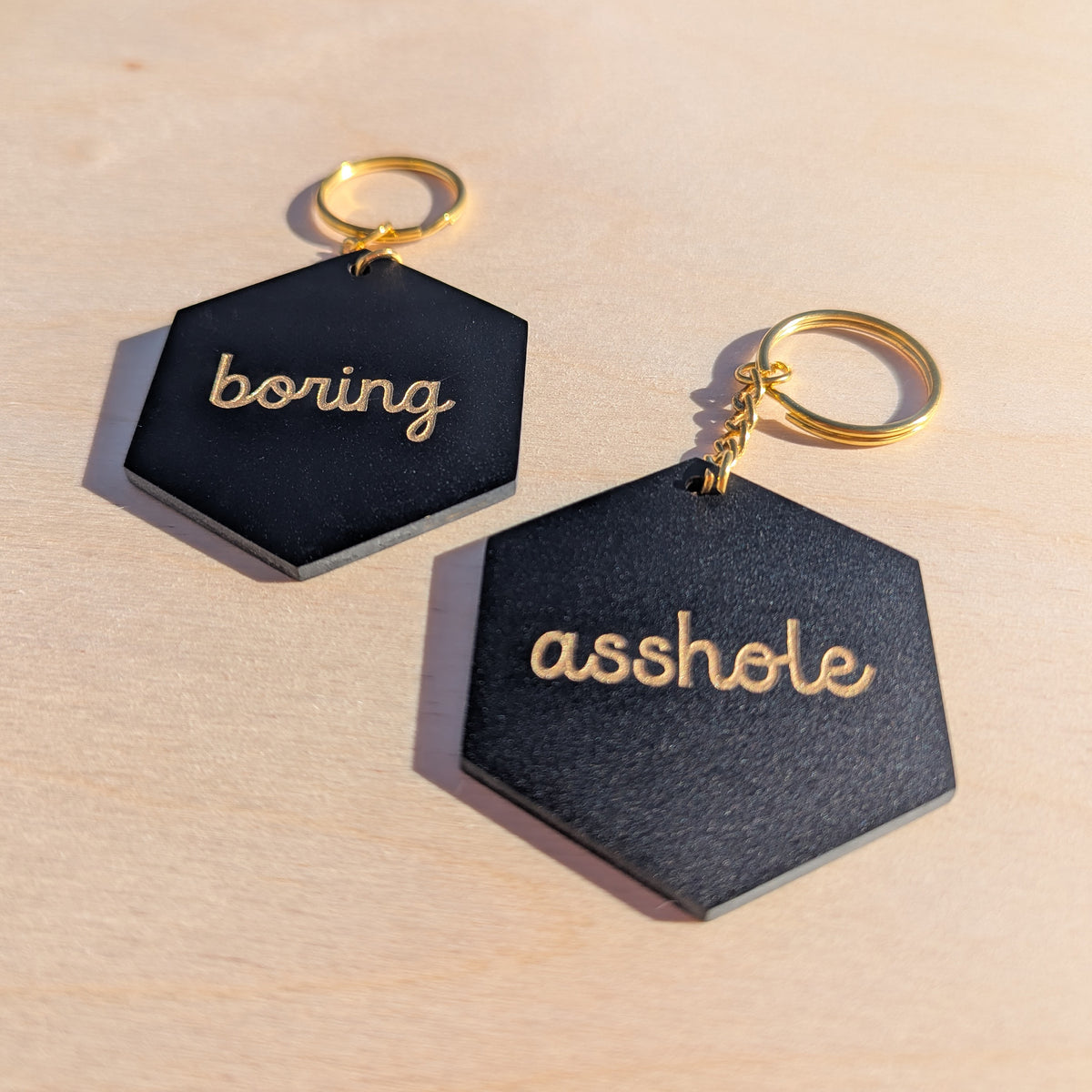 Boring A**Hole Couples Keychains – Poppy and Honey Bee